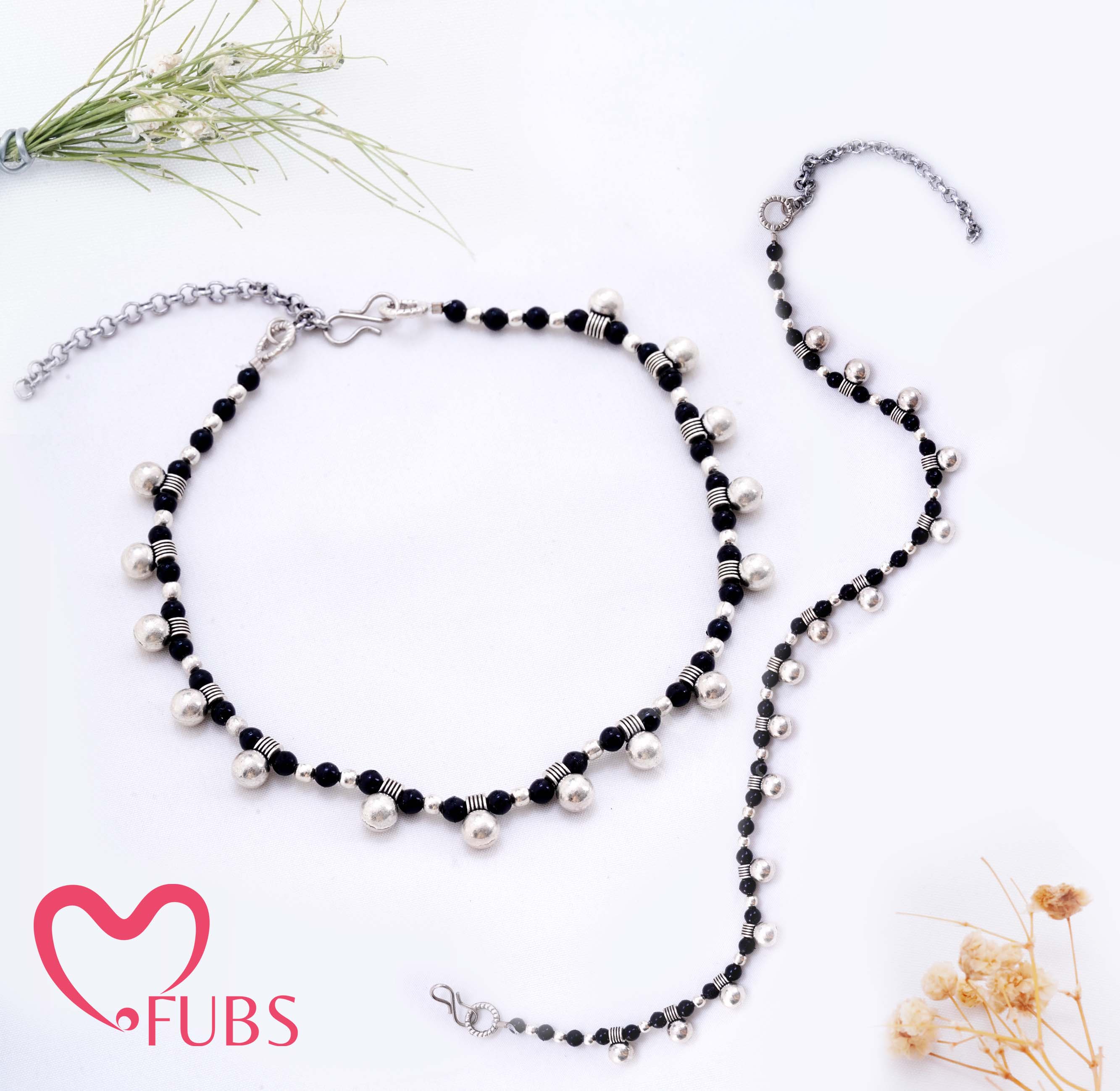 Traditional Beaded Payal with Ornate Spacers – FUBS