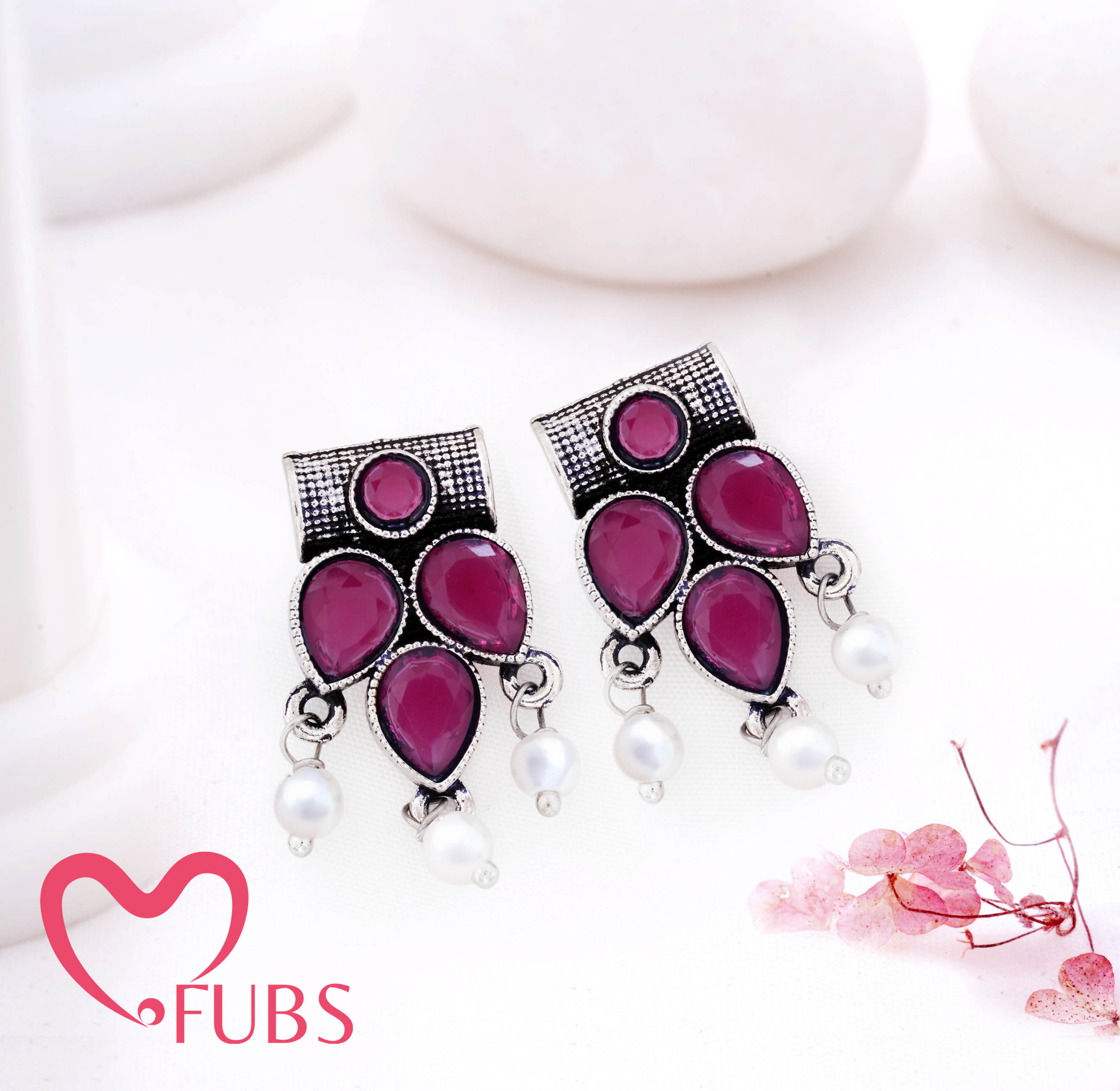 Traditional Teardrop Earrings with Layered Stonework – FUBS