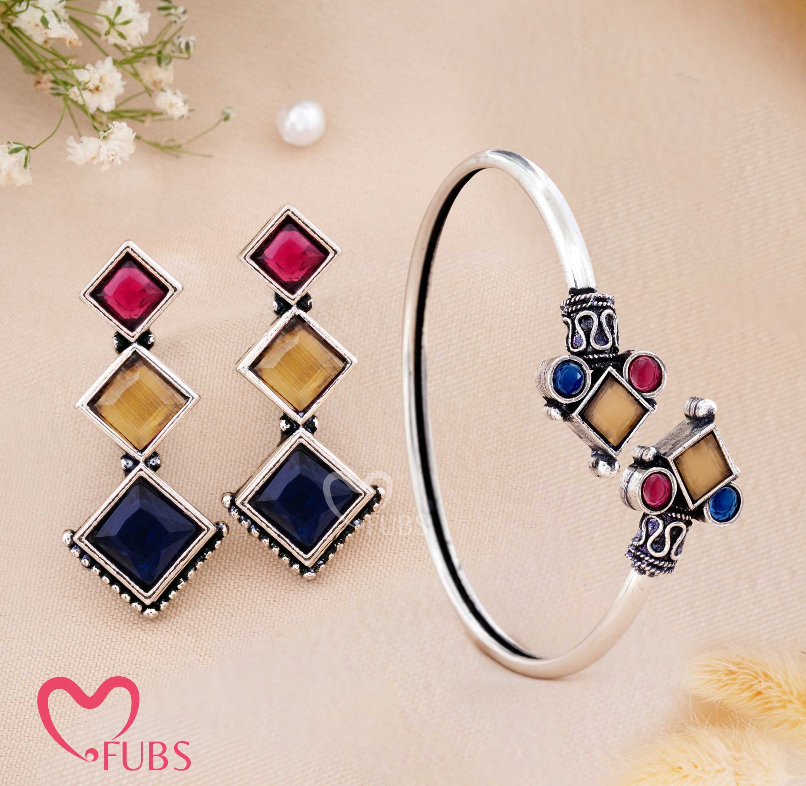 Artisanal Stone Jewelry Combo – Earrings & Bracelet – FUBS